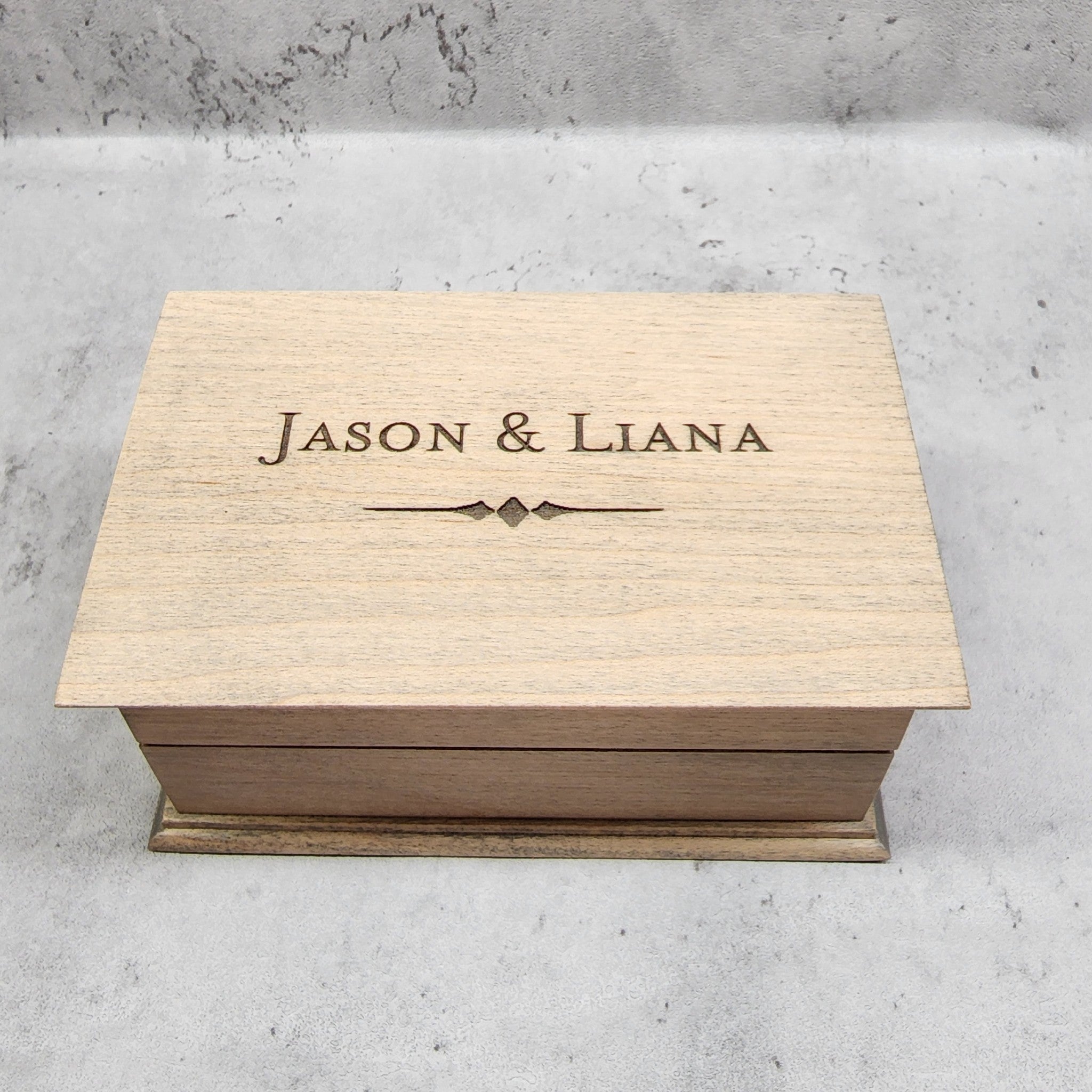 Anniversary Keepsake Box with names engraved on top, choose color and ...