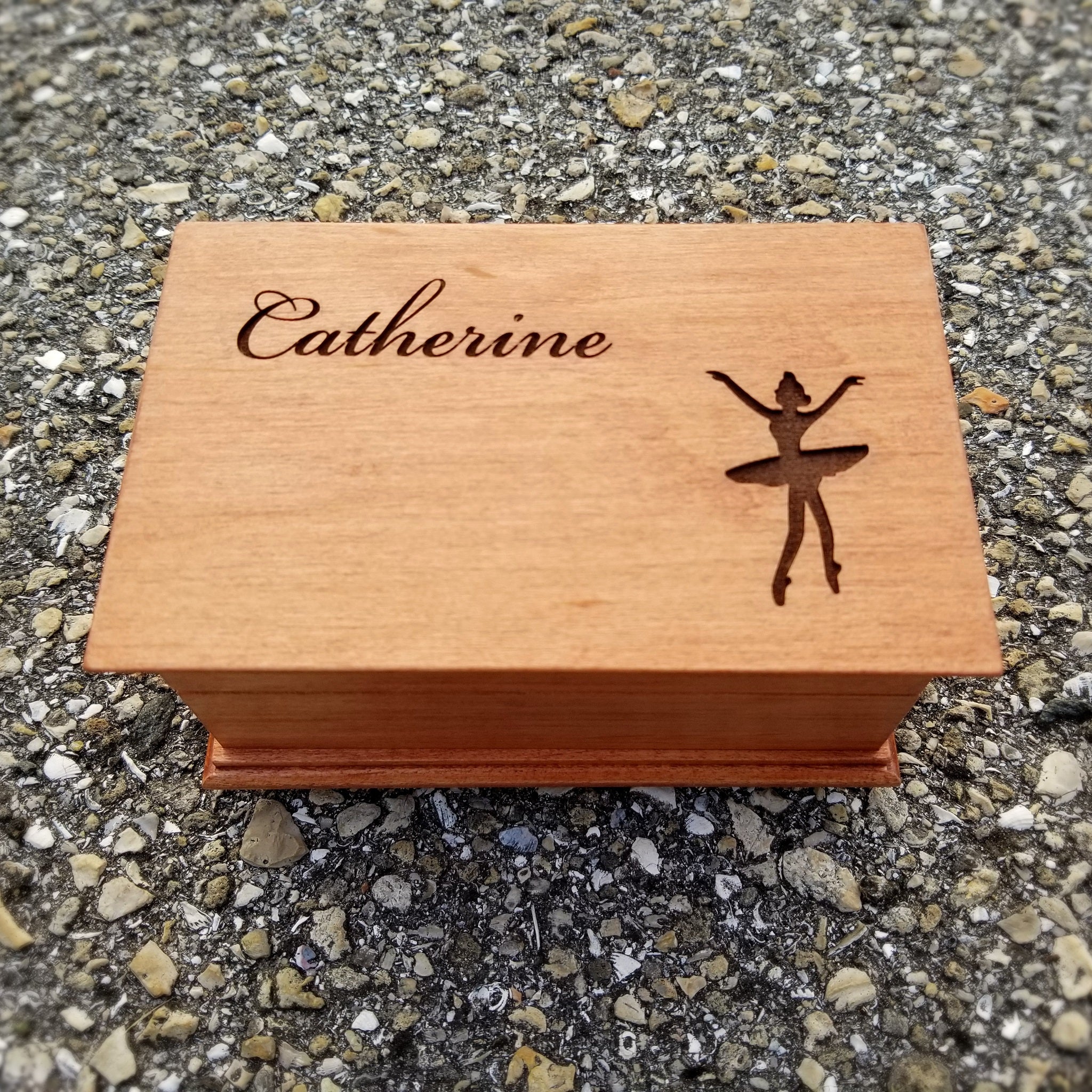 Ballerina Jewelry box with name engraved on top with built in music pl ...